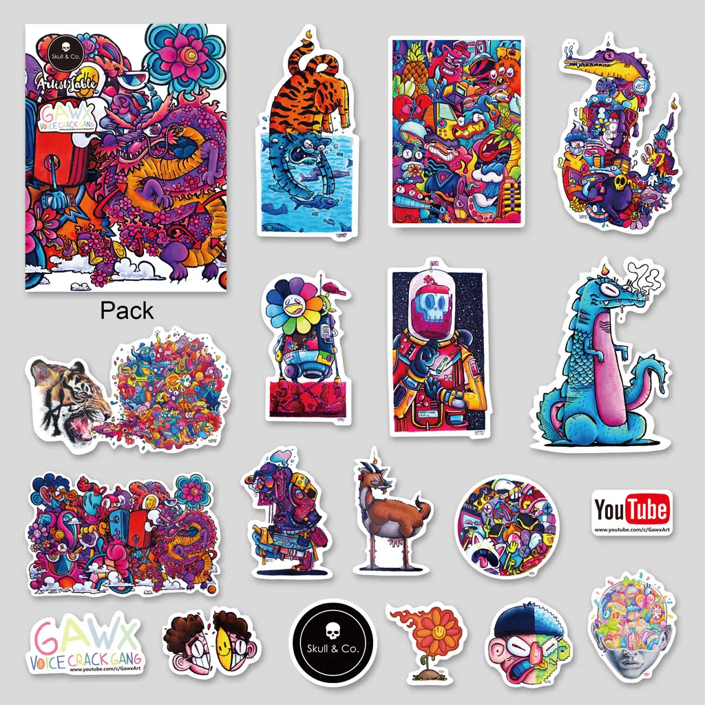 Skull-Co-GAWX-Doodle-Art-and-Illustration-Sticker-Set-for-Nintendo ...