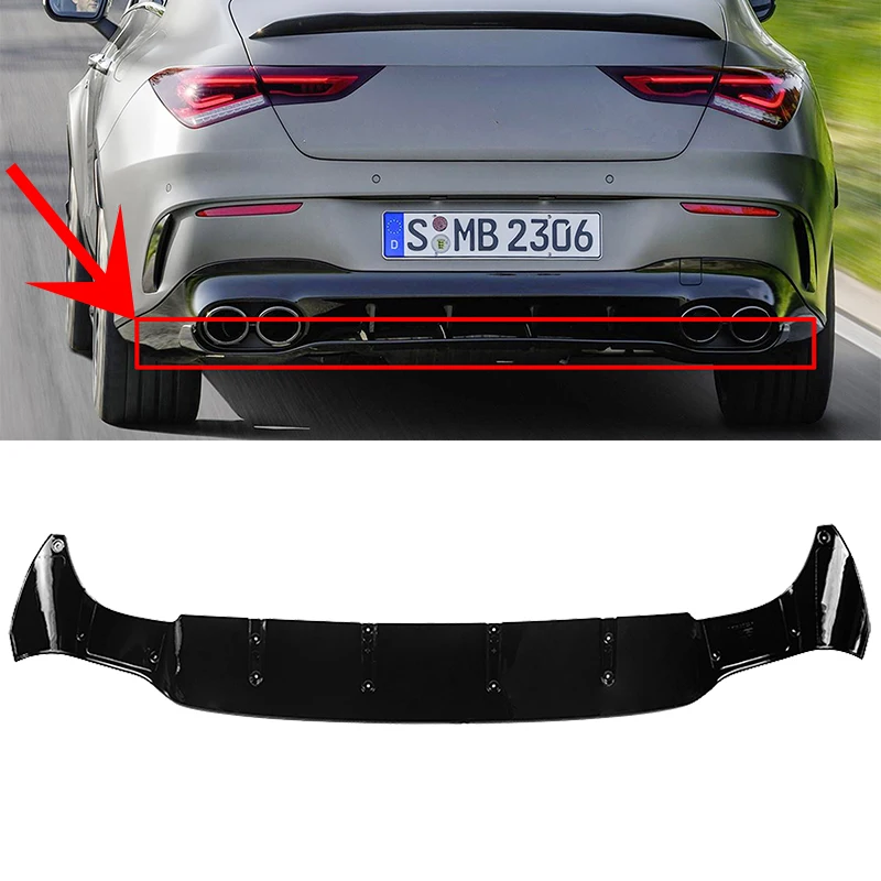 Glossy-Black-Car-Styling-Rear-Bumper-Lip-Diffuser-Spoiler-Splitter-for ...