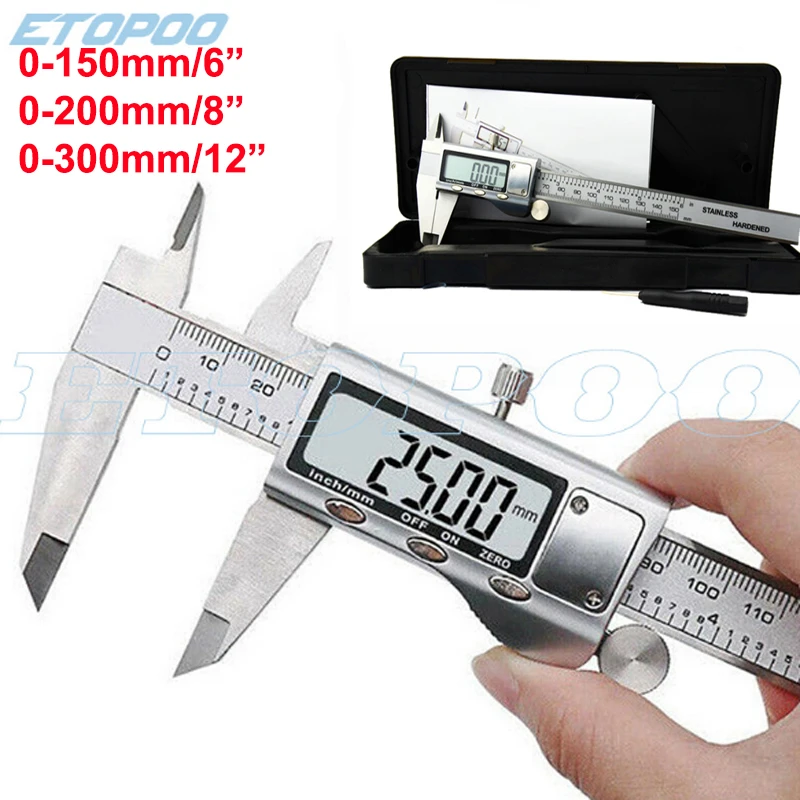 Lcd Digital Caliper 0-150-200-300mm Stainless Steel Metal Casing ...