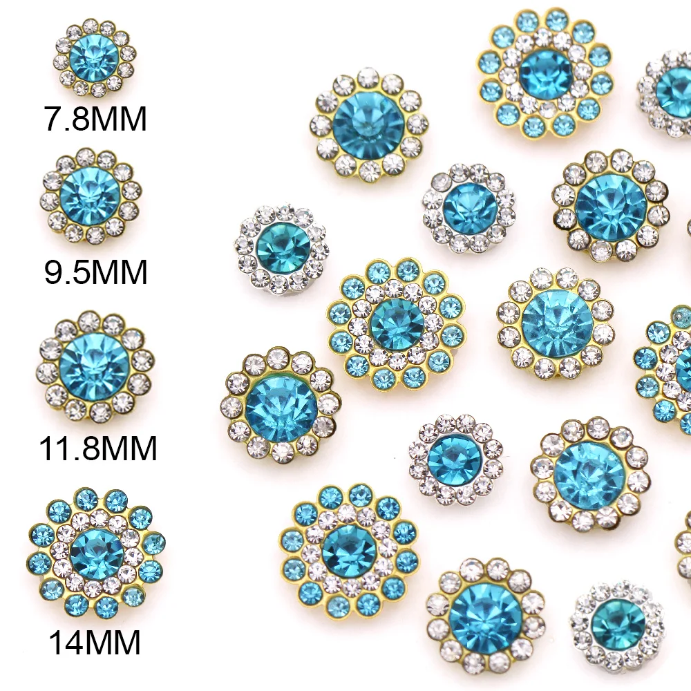 Flower Decorative Buttons Rhinestone Buttons For Needlework Crystal ...