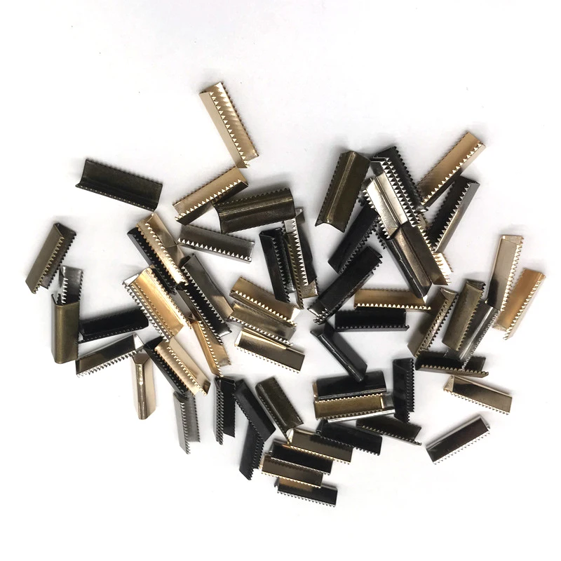 20pcs Metal Tooth Ribbon Rope Iron Tail Clamp Clip Belt Webbing Ended ...