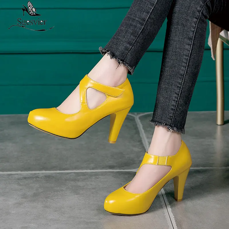 Sgesvier 2020 Plus size 32-48 women pumps thick high heels platform ...