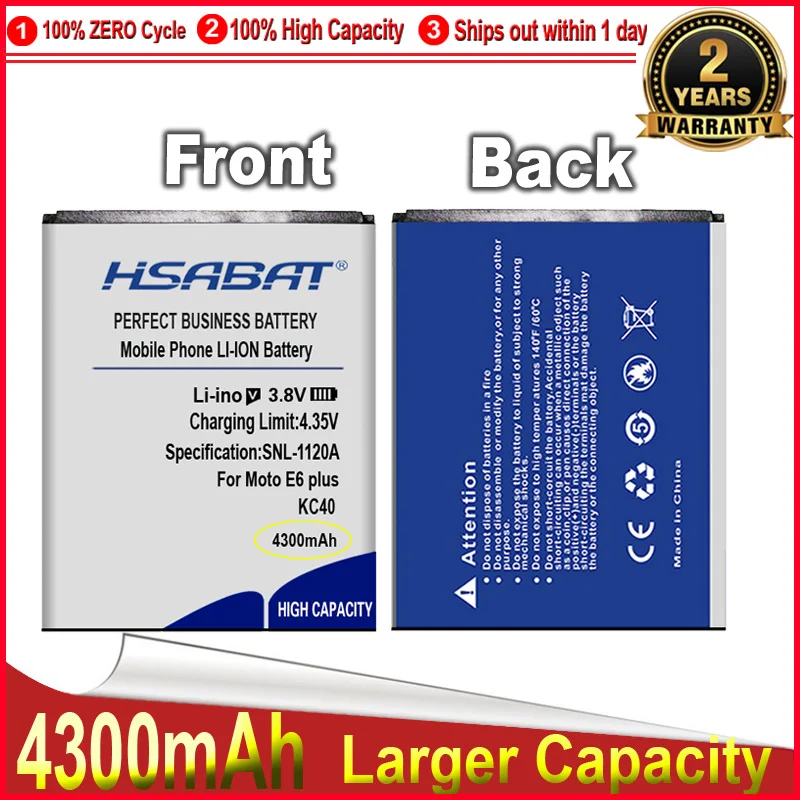 HSABAT-0-Cycle-4300mAh-KC40-Battery-for-Motorola-Moto-E6-plus-KC40 ...