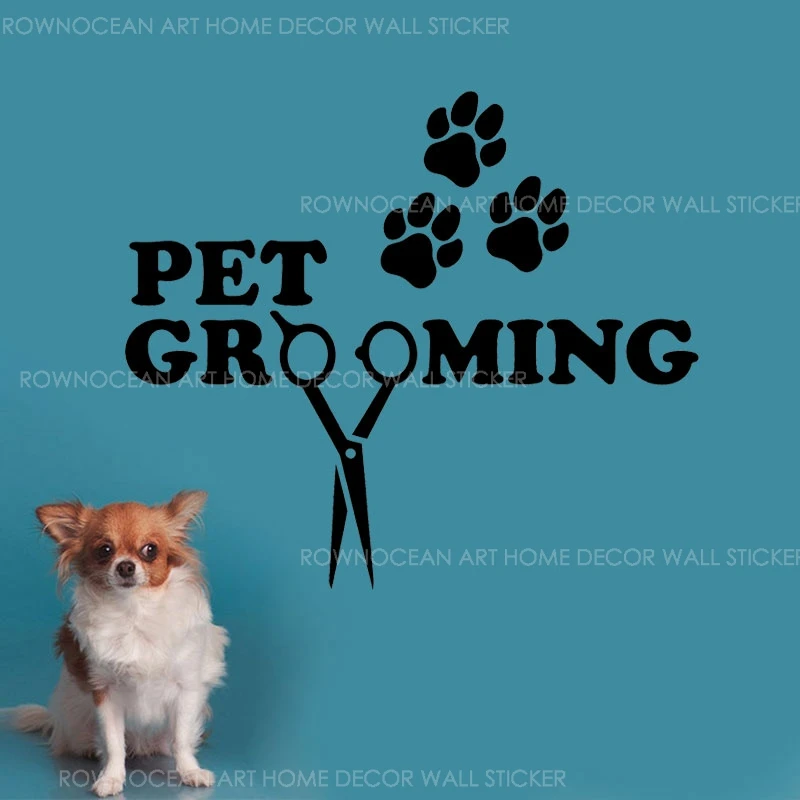 Pet Grooming Salon Window Sticker Vinyl Home Decor Trail Paw Print ...