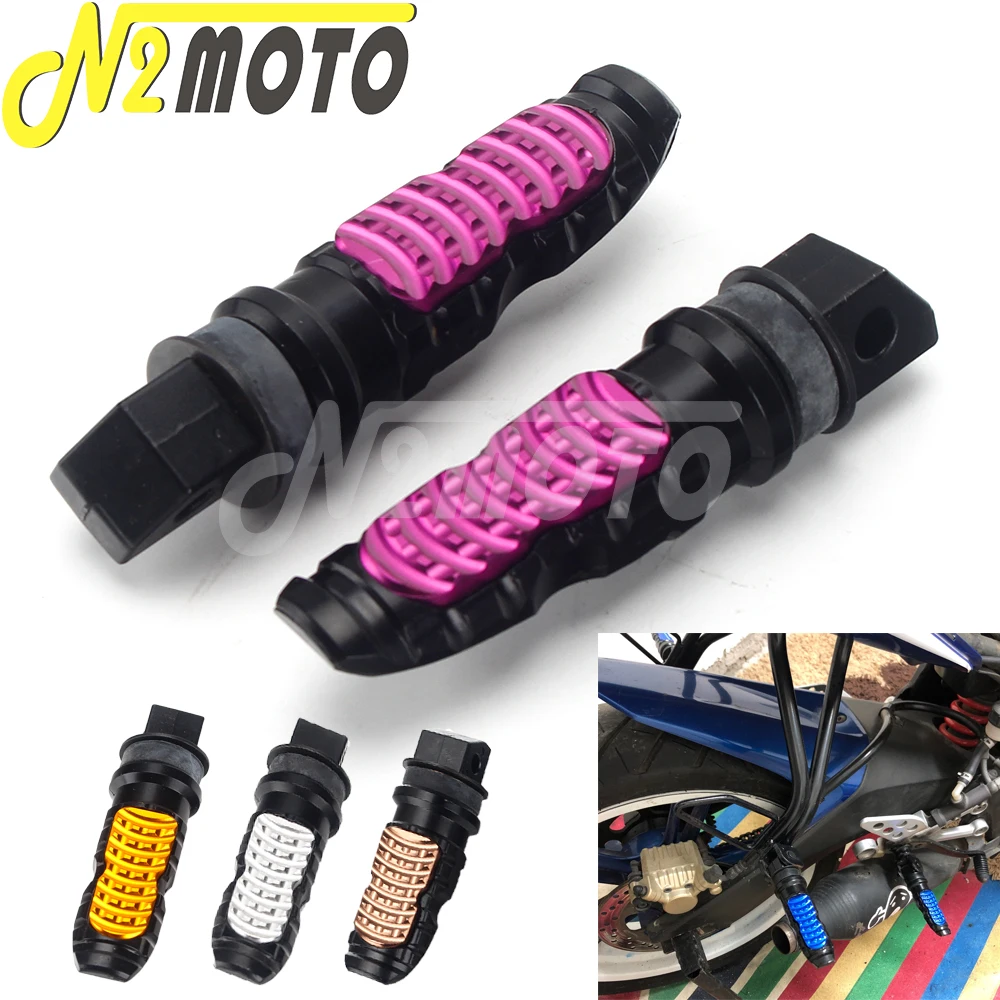 Universal-Motorcycle-Rear-Passenger-Footrest-Purple-Foot-Pegs-Pedals ...
