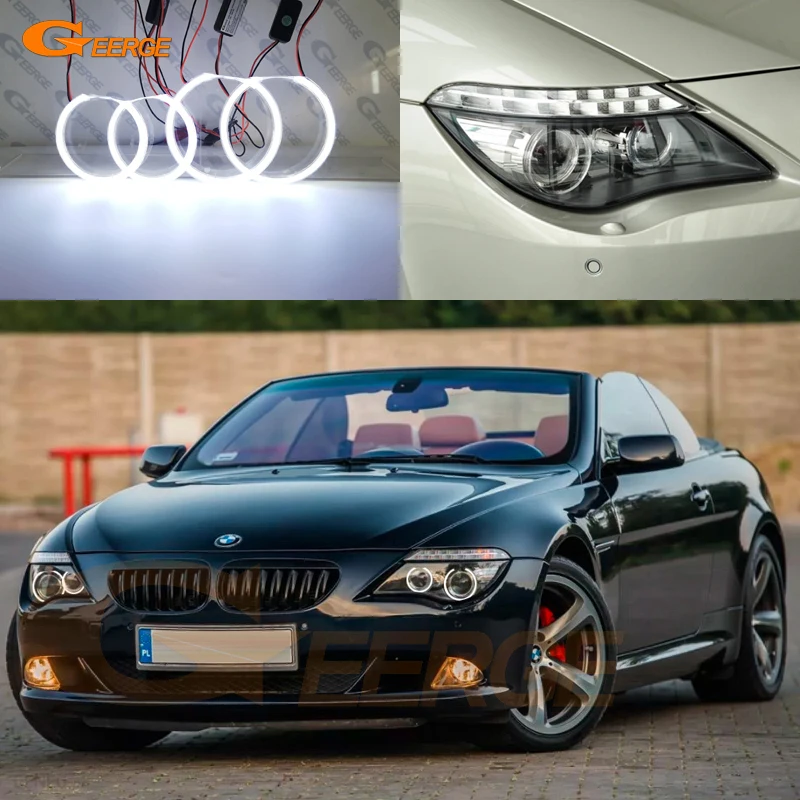 For Bmw E63 E64 630ci 630i 645ci 650i M6 Excellent Ultra Bright Cob Led Angel Eyes Halo Rings ...