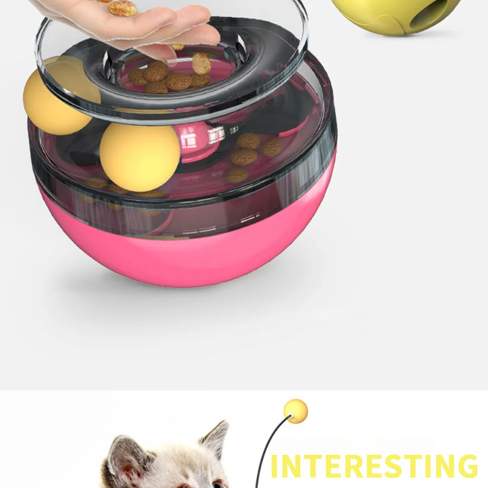 Funny Tumbler Cat Toy With Cat Stick Treat Leaking Toy For Cats Kitten ...