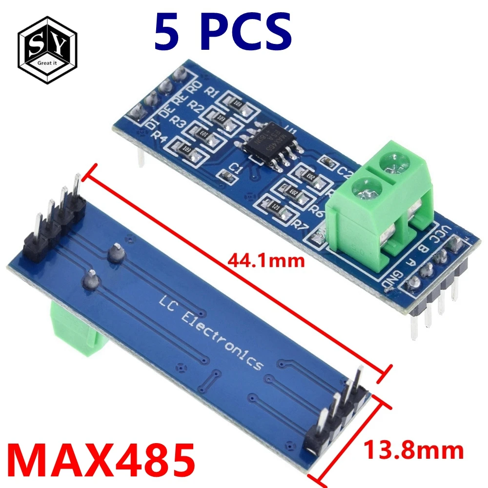 Barebones iHaospace 5Pcs 5V MAX485 RS485 Modul TTL auf RS-485 MCU Entwicklungsplatine für ...