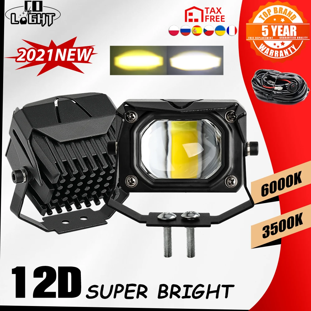 Co Light 12d Led Work Light 6000k White 3500k Yellow Driving Light Fog ...