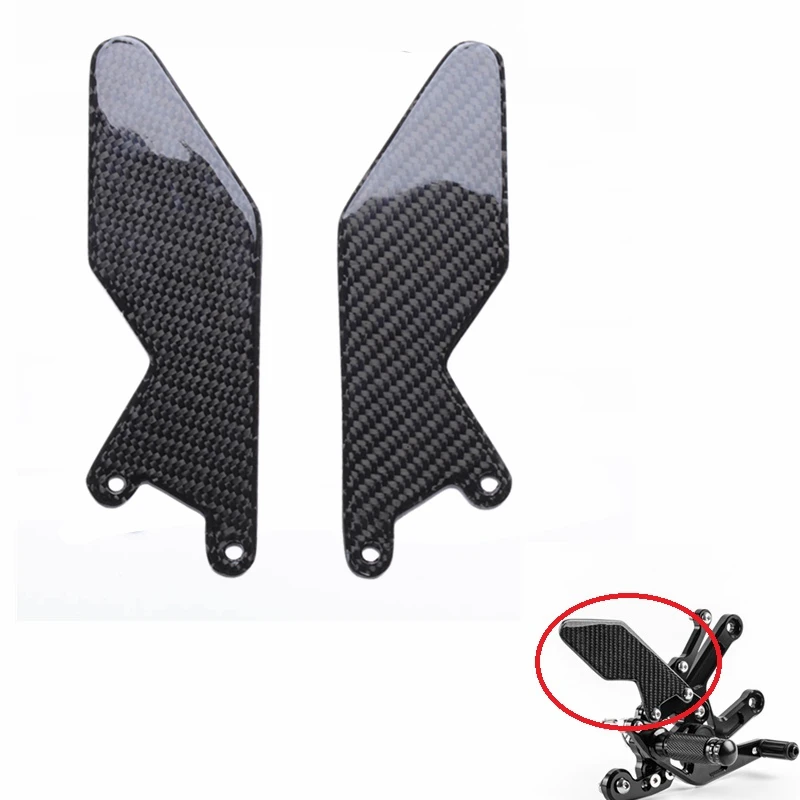 Universal-Motorcycle-Carbon-fiber-Foot-peg-Plate-Rearset-Heel-Guard ...