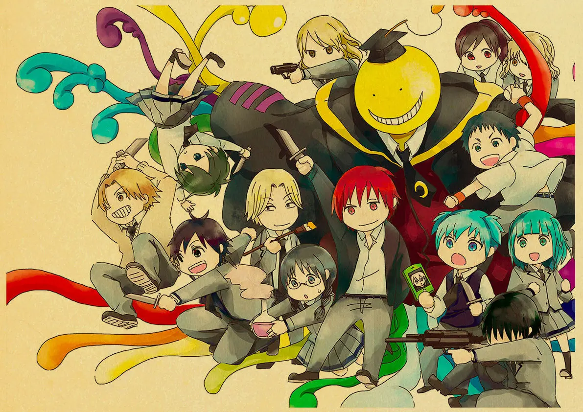 Anime Assassination Classroom Retro Sticker Cosplay Wall Posters ...