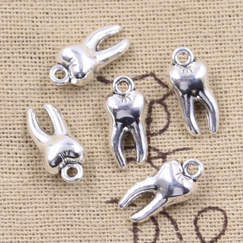 20pcs Charms 3d Zombie Tooth Teeth Molar 16x8x5mm Antique Bronze Silver ...