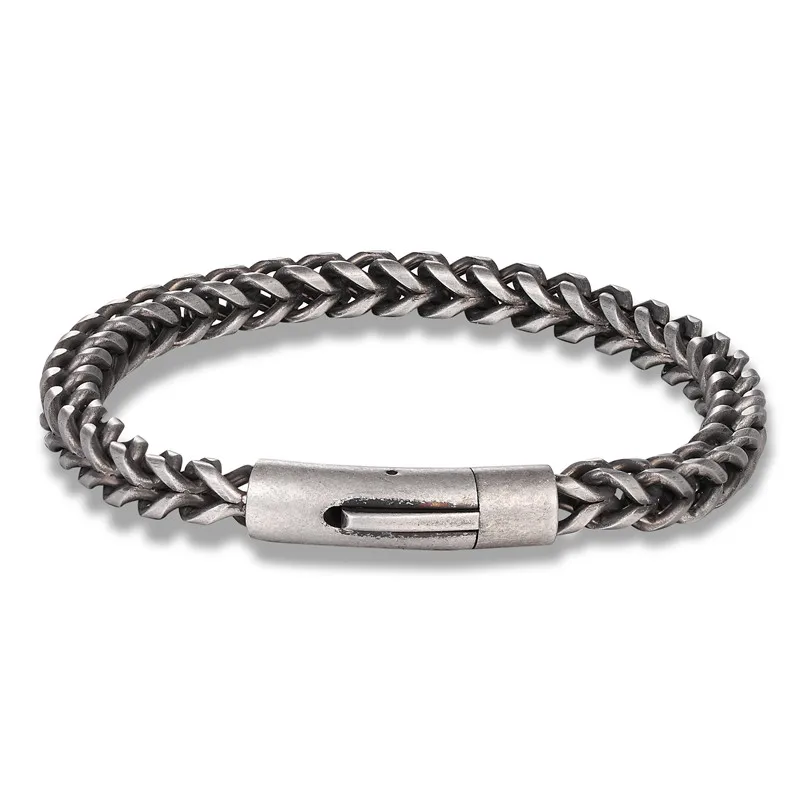 Retro Black Chain Bracelets for Men's Punk Gold Stainless Steel Curb ...