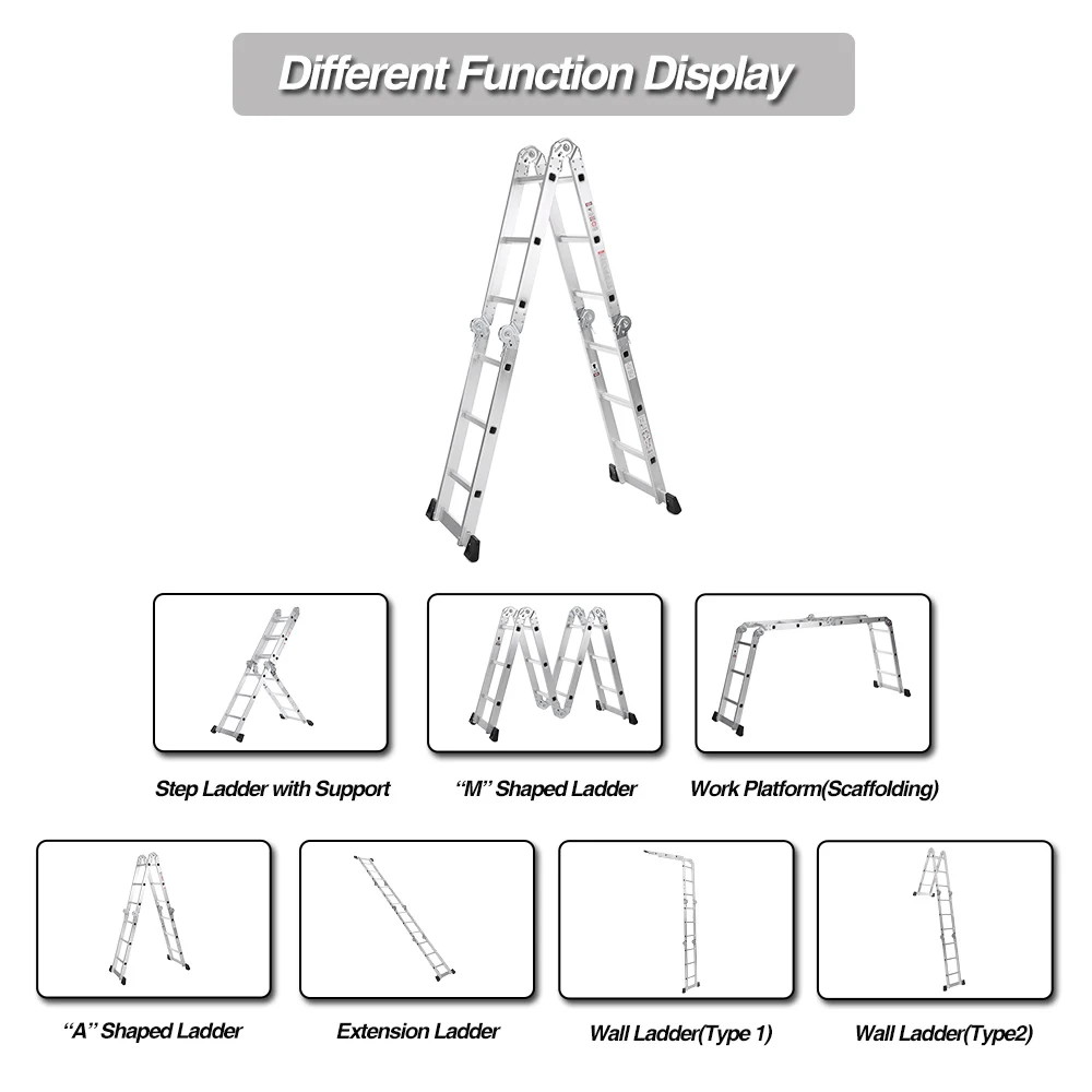 7 in 1 Multi Purpose Step Ladder Folding Scaffold Aluminum Extension ...