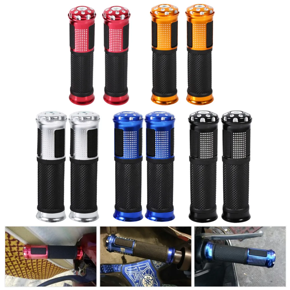 1 Pair 7/8" CNC Aluminum Rubber Motorcycle Bike Handlebar Grips ...
