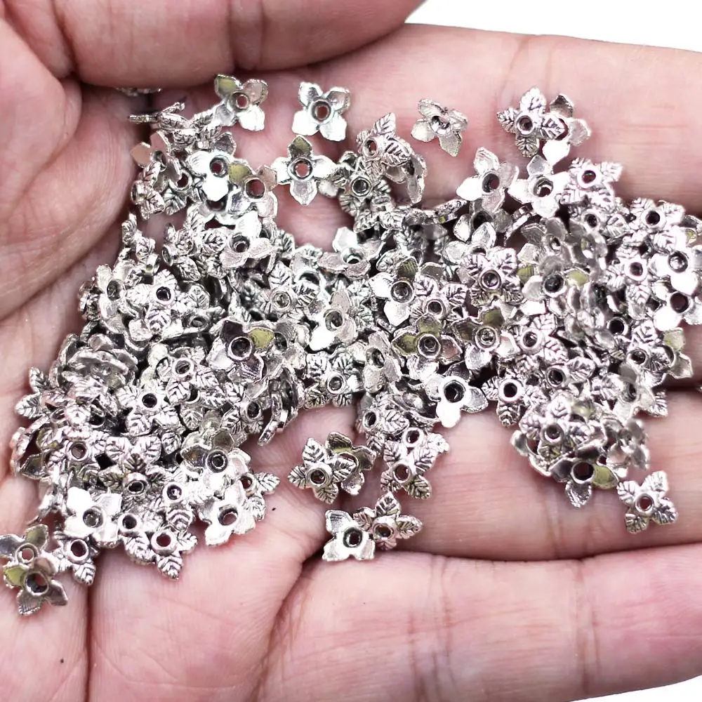 4pcs-22mmX16mm BIG bronze tone flower bead cap,tassel caps-silver tone ...