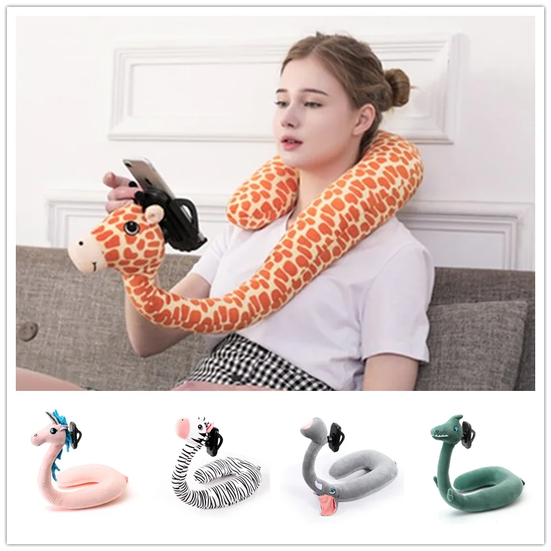 2 In 1 Mobile Phone Holder for iPhone Foam Neck Pillow Travel Pillow ...