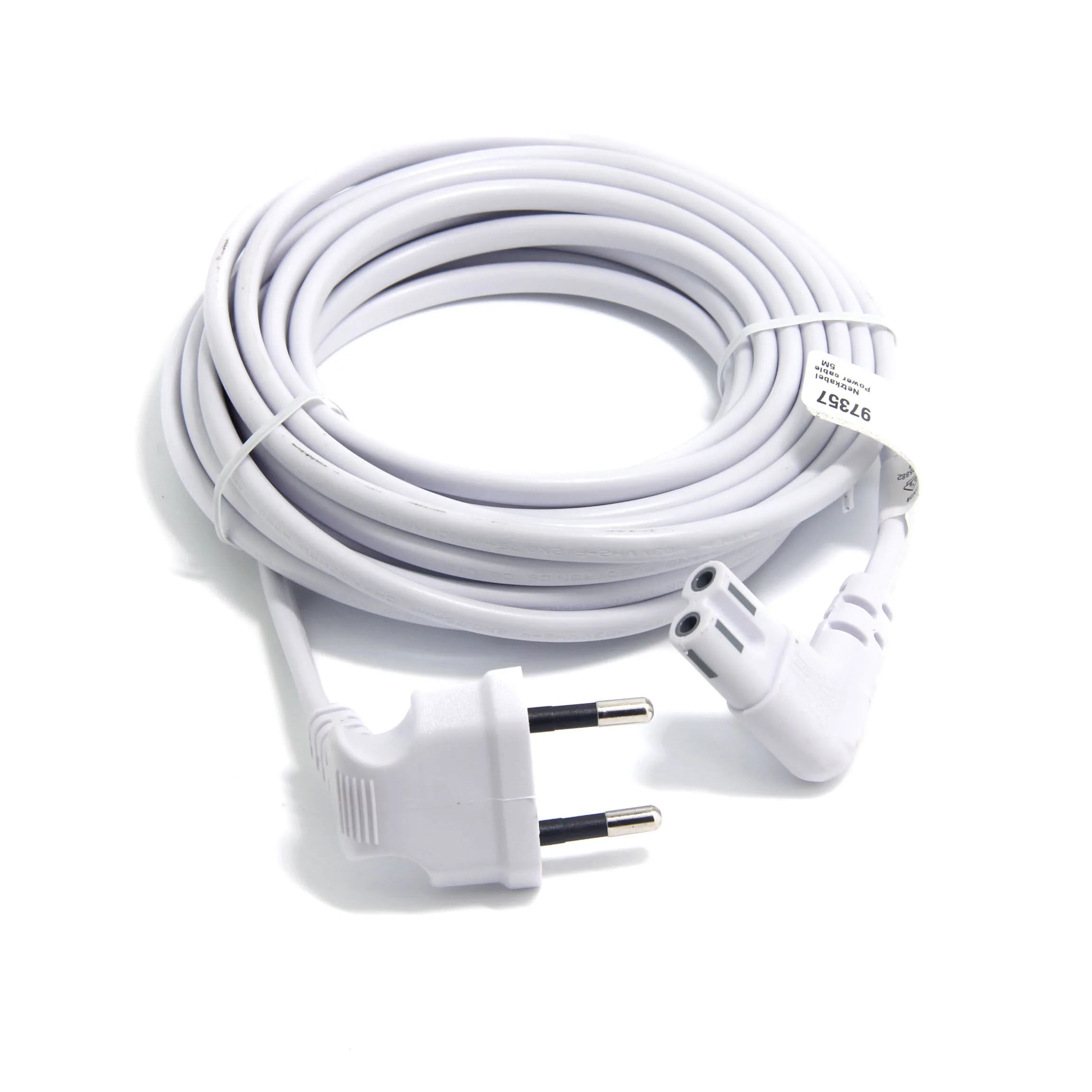 5m White AC power cord EU Euro type angled 90 degree for samsung LED ...