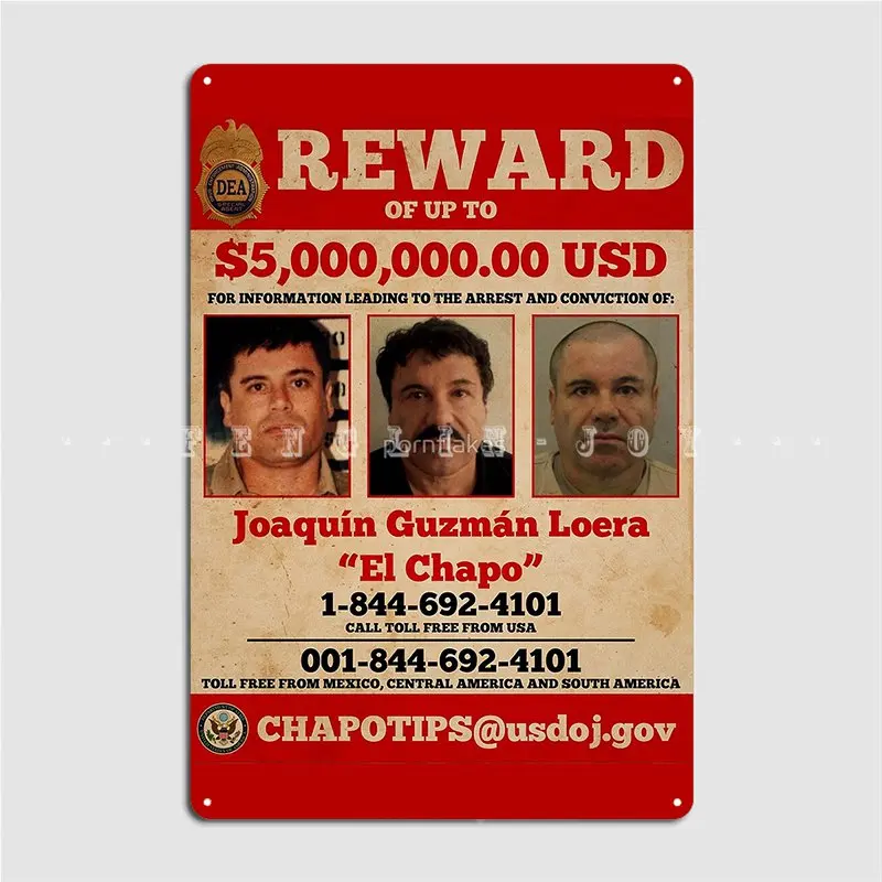 El-Chapo-Wanted-Metal-Plaque-Poster-Cinema-Living-Room-Cinema-Create ...