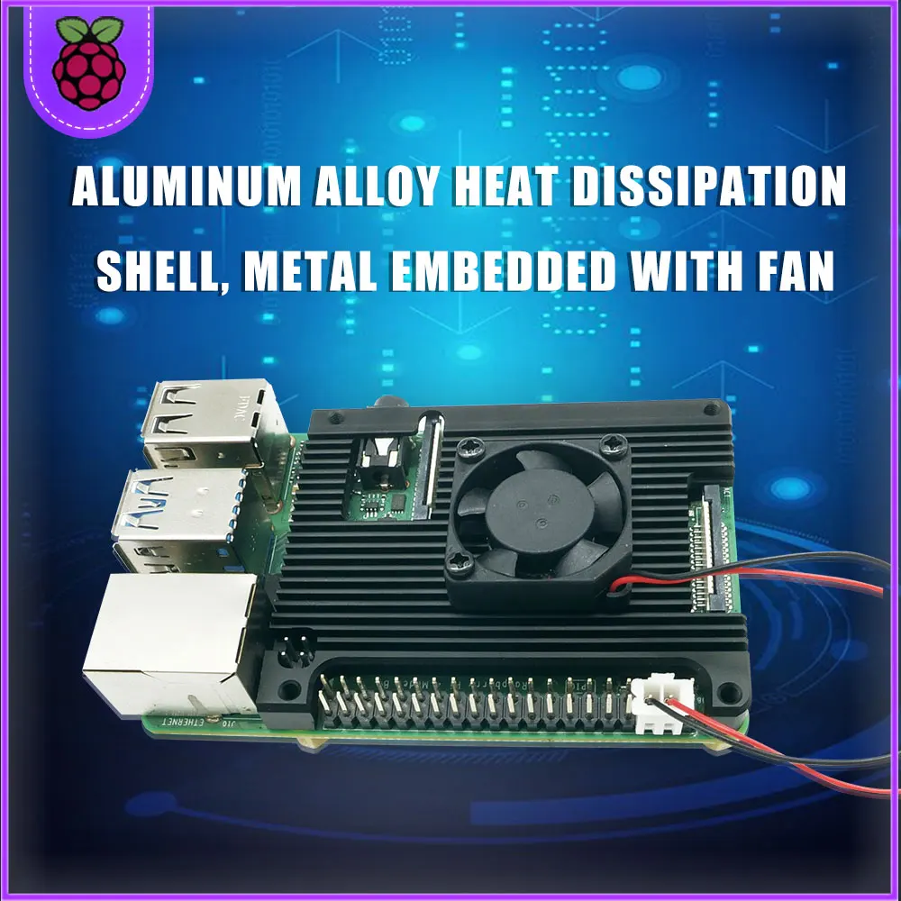 Raspberry Pi 4 Model B Aluminum Alloy Heatsink with 5V Cooling Fan for ...