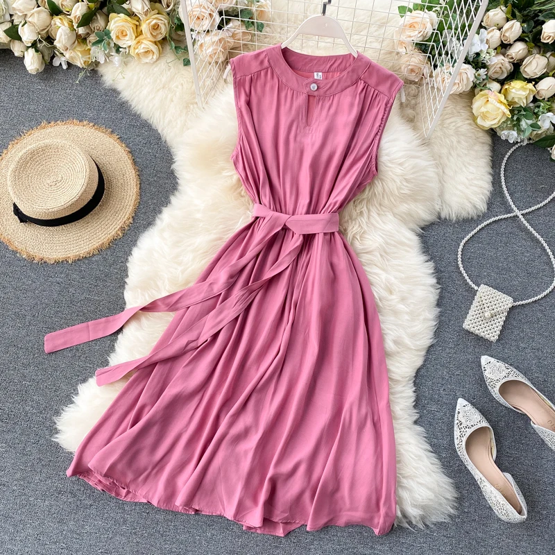 Robe élégante col rond ajourée pour femme de bureau - Type Bleu Blanc ...