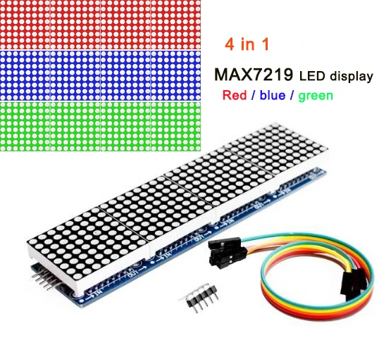 MAX7219 dot matrix module 8*8 common cathode 5V, red, blue and green 4 in one LED display with ...