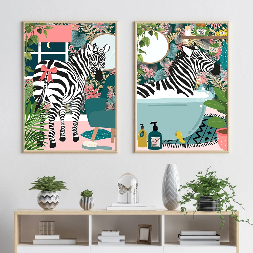 Zebra Bathroom Themes For Wall Design