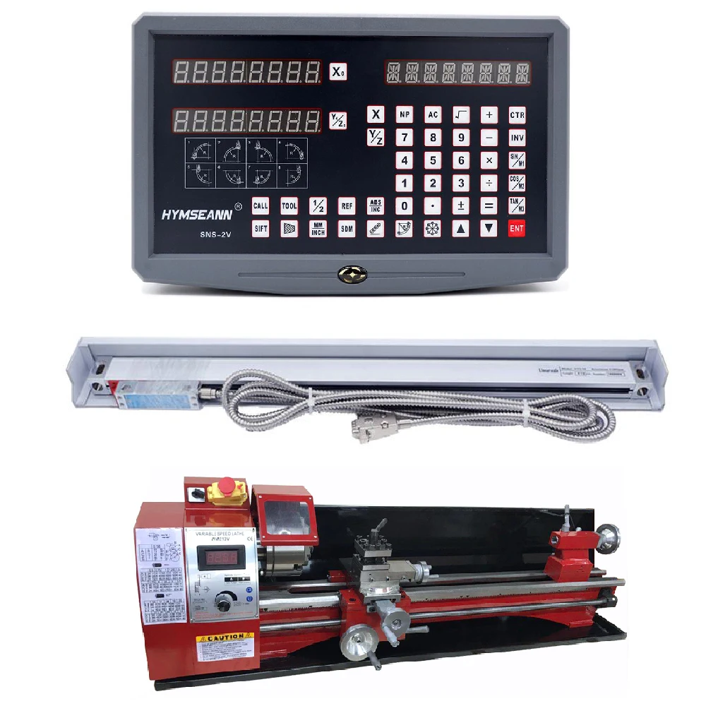 WM210V Lathe Complete Precision Instrument DRO kit 2 Axis Digital Readout with X axis Y axis 2 ...