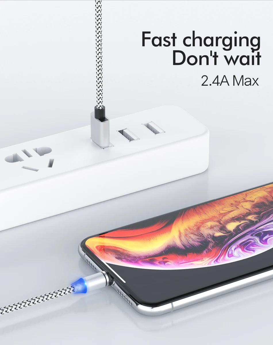 Магнитный кабель ROCK, Micro usb type-C кабель для iPhone 11, samsung ...