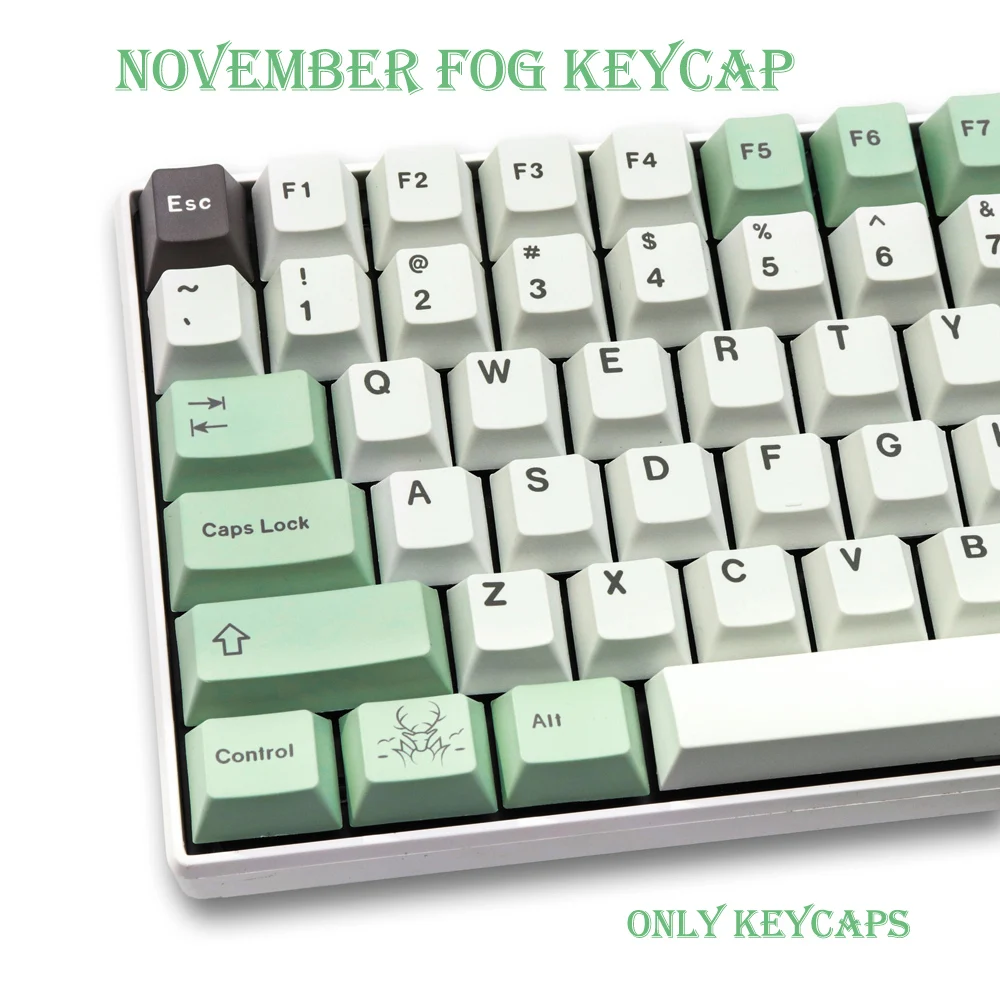 1 Set November Fog Pbt Keycap 129 Keys Cherry Profile Dye-sub ...