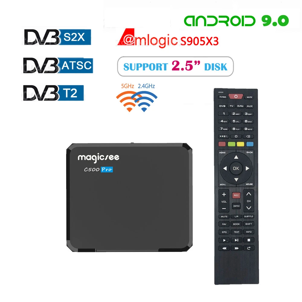 Magicsee C500 Pro S905x3 Android Tv Box Digital Satellite Receiver Dvb ...