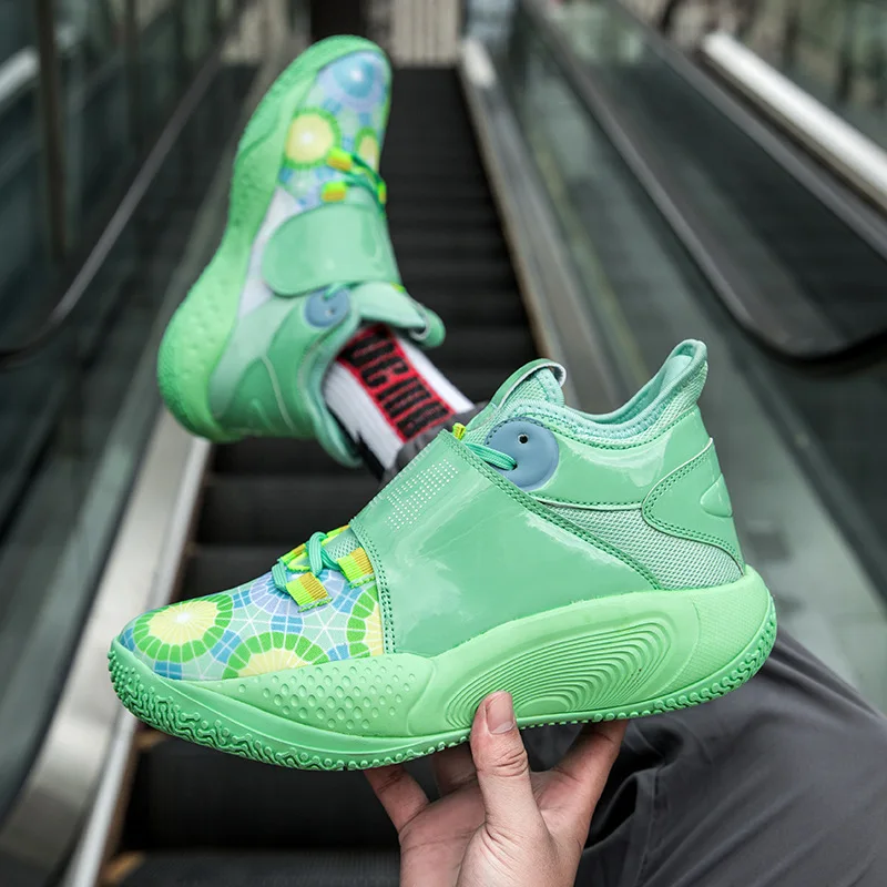 Autumn Original Men's Basketball Shoes Green Cushion Sneakers Hook&Loop ...