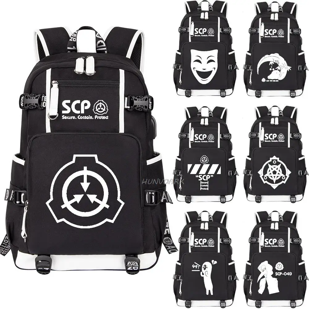 SCP-Foundation-Backpack-Black-Bookbag-Cartoon-School-Bags-for-Teenage ...