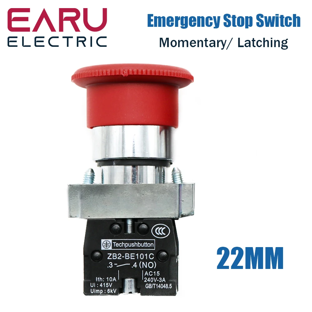 Panel Mount Push Button Switch N.C N.O. Industrial Control Momentary ...