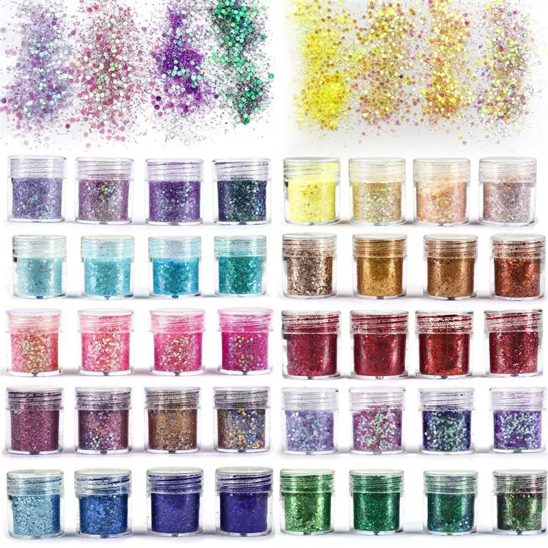 4 Bottles Resin Shinning Filling Flash Glitter Hexagon Glitter ...