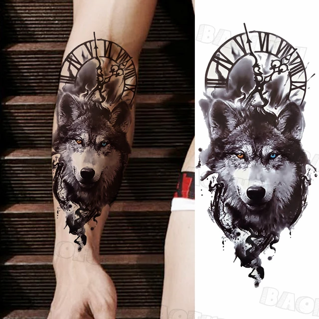 Black Wolf Tattoo On Back