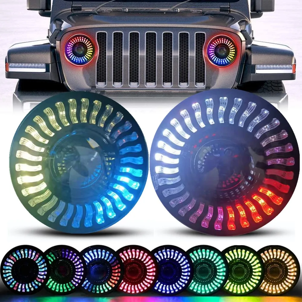 Car-Accessories-Led-RGB-7inch-Headlights-Fit-Lada-Niva-4X4-Uaz-Hunter ...