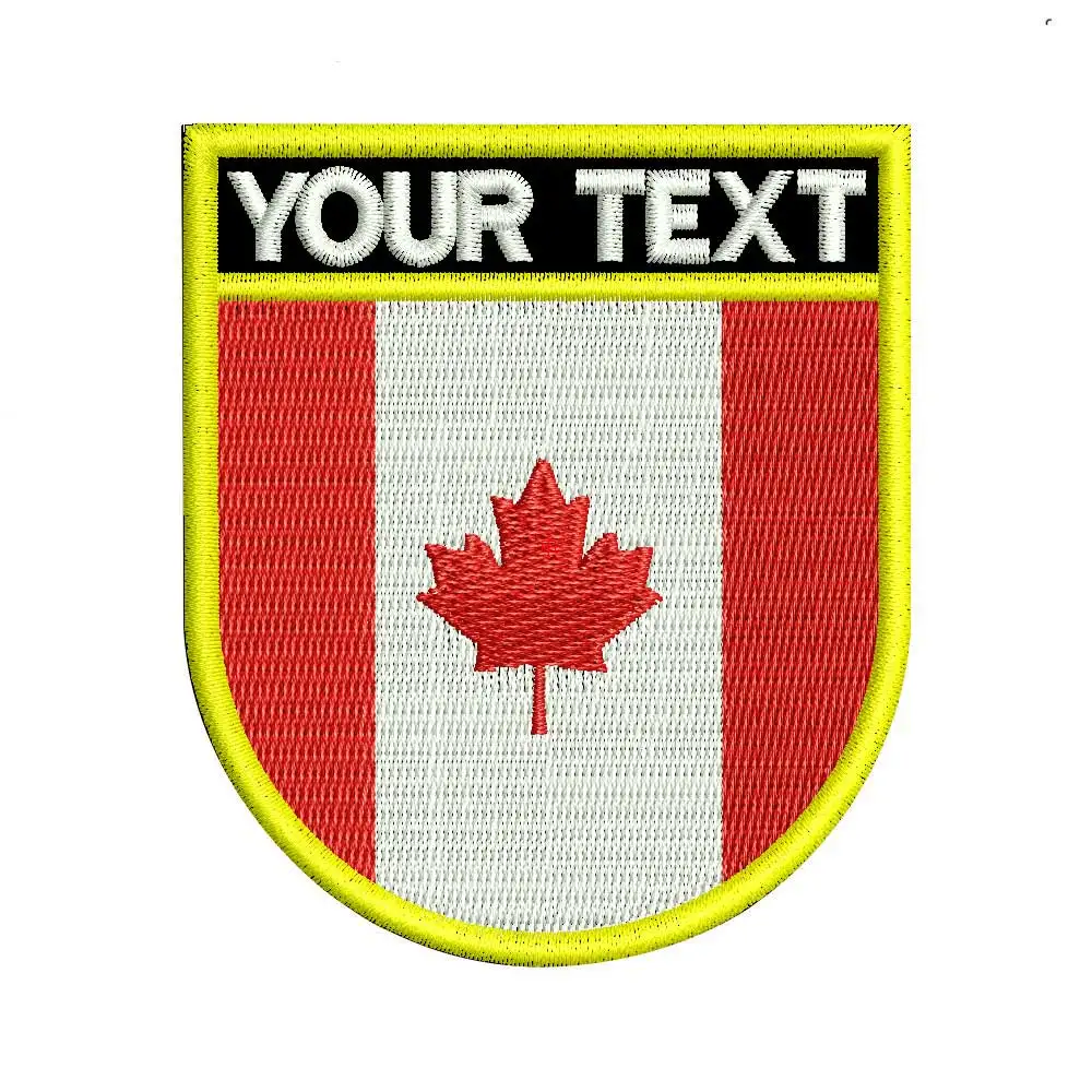 Custom Canada Flag Name Tags Patch Embroidered Iron On Backing Hook ...