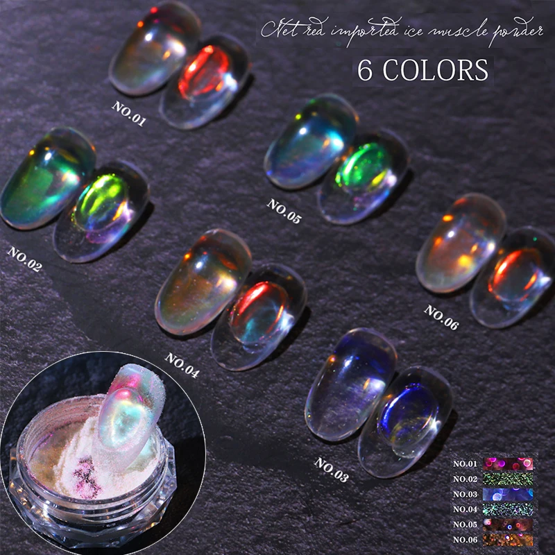 Aurora Neon Nail Glitter Powder Multicolor Holo Glitter Mirror Powders ...