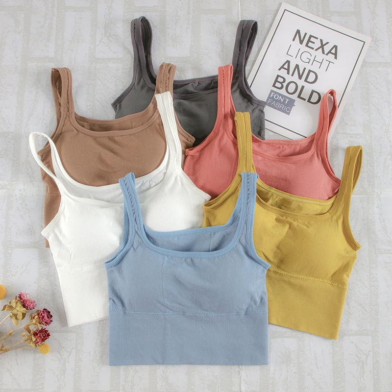 Chrleisure Women Crop Top Gym Sports Tube Top Sleeveless Bra Fitness ...