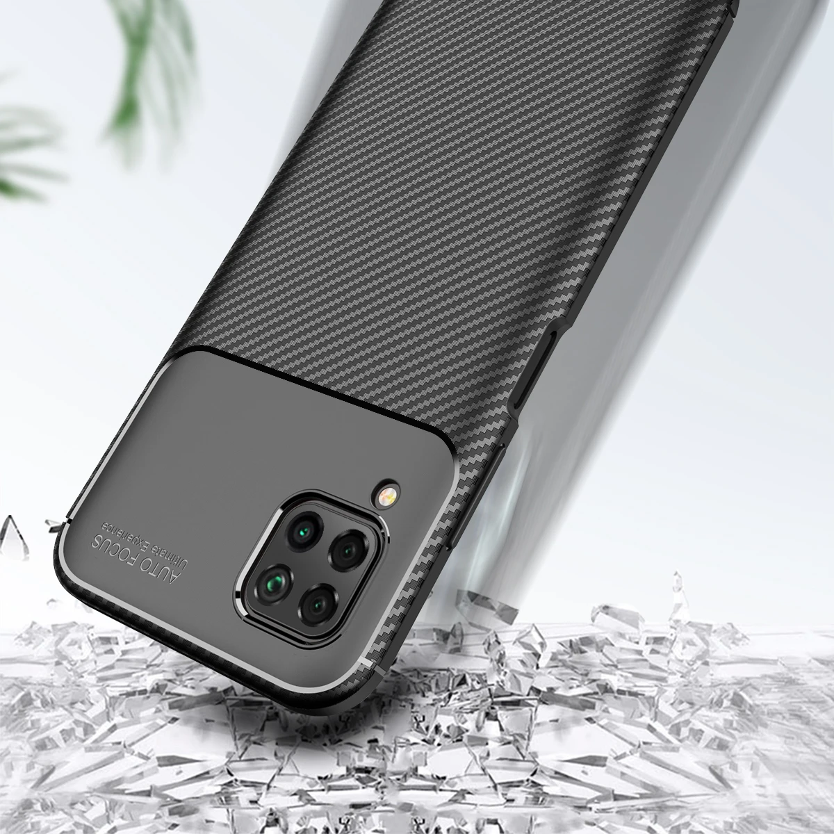 For Huawei P40 Lite Case Carbon Fiber Full Protection Soft silicone TPU ...