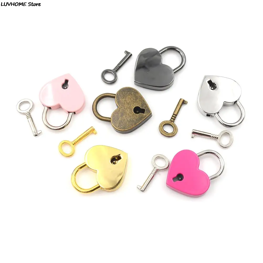 Mini Padlock Love Heart Shape Padlock Tiny Luggage Bag Case Lock With ...