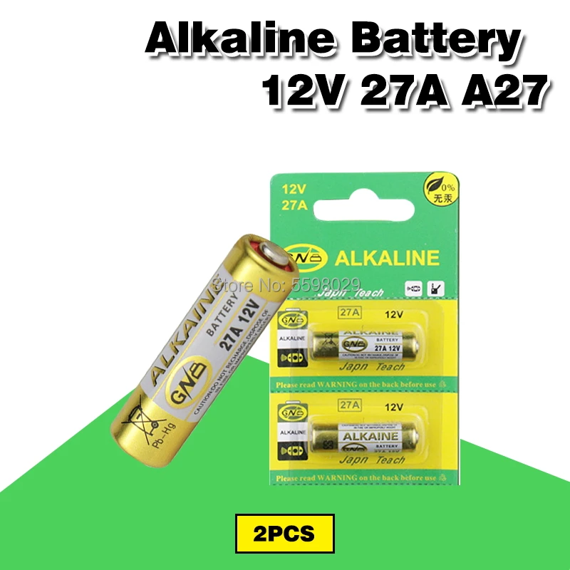 2pcs 12V 27A A27 Alarm Remote Dry Alkaline Battery Cells 27AE 27MN High ...