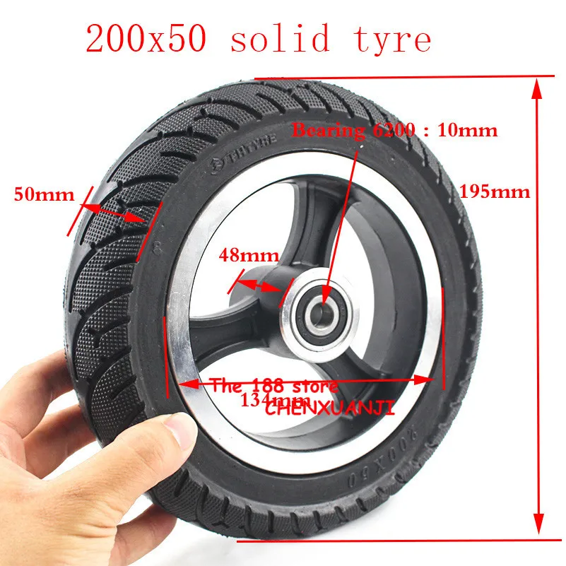 Super-200x50-wheel-electric-hub-8inch-Wheel-Scooter-solid-tire-aluminum ...