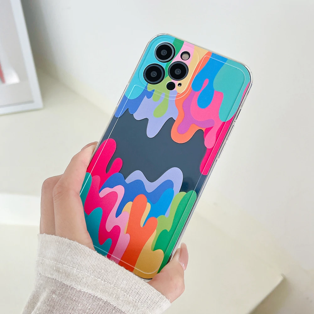 Melted Colorful Painting Phone Case For Iphone 11 12 13 Pro Max X Xs Xr ...