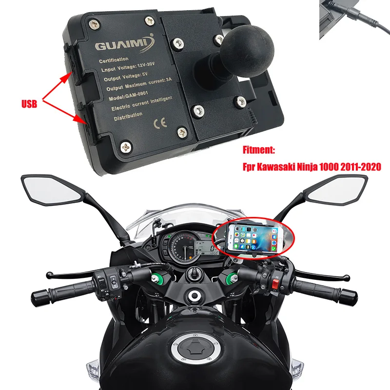 Motorcycle Usb Charger Mobile Phone Holder Stand Gps Navigation Bracket ...