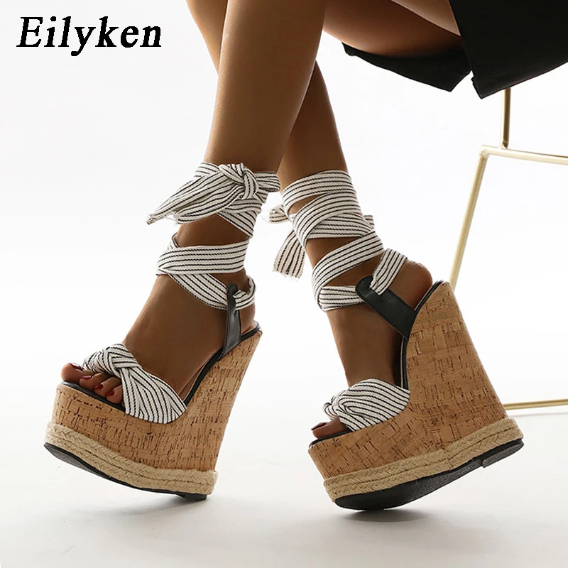 Eilyken-Gladiator-Enkel-Veters-Vrouwen-Sandalen-Mode-Platform-Wiggen-Hakken-Open-Teen-Banket ...