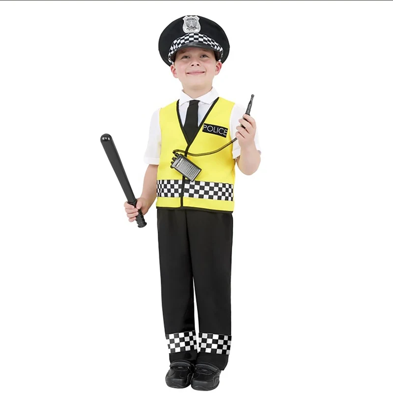 Childs Occupation police Costume Traffic police Vest & Cap Hat Costume ...