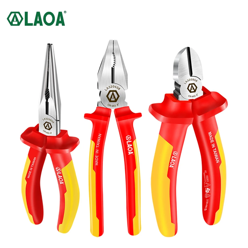 Laoa Vde Insulated Wire Cutters Long Nose Pliers Diagonal Pliers 1000v Cr-mo Steel German ...