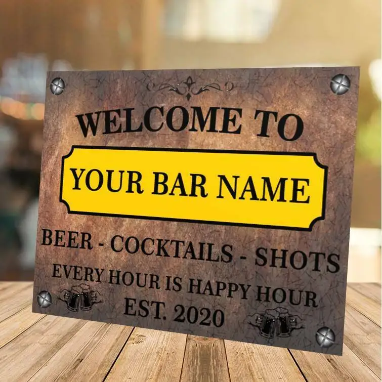 FUNNY PERSONALISED Bar Sign, Metal Tin sign/plaque man cave shed garage ...